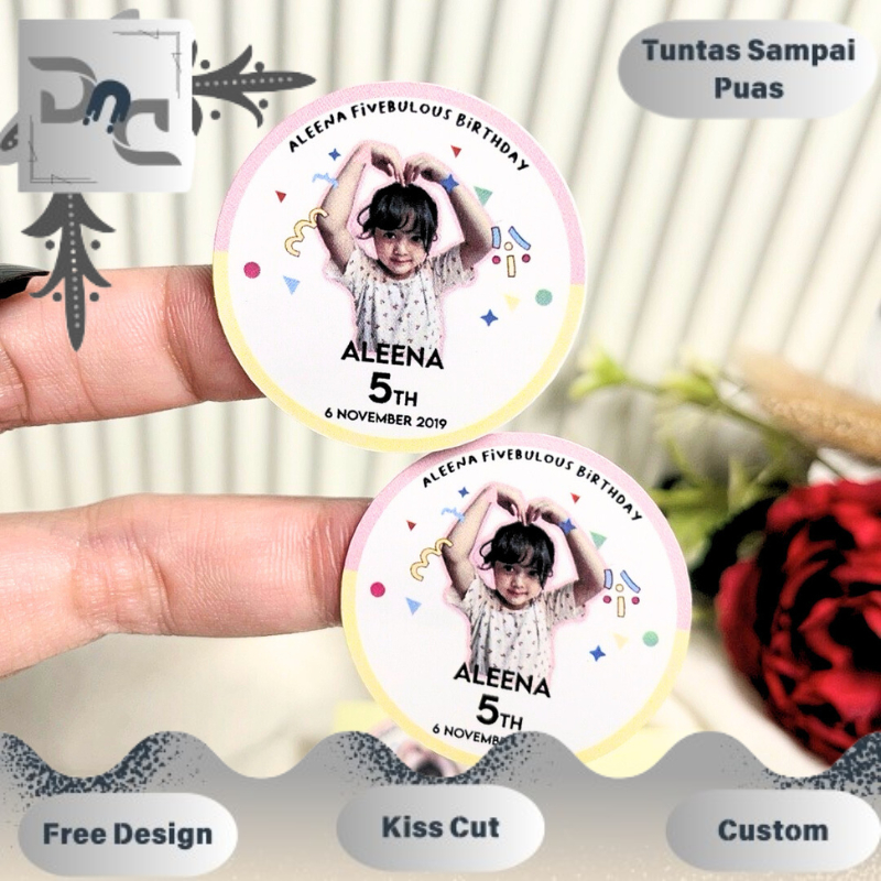Jual 2-4 Sticker Bulat Ulang Tahun Anak Stiker Ultah Free Design ...