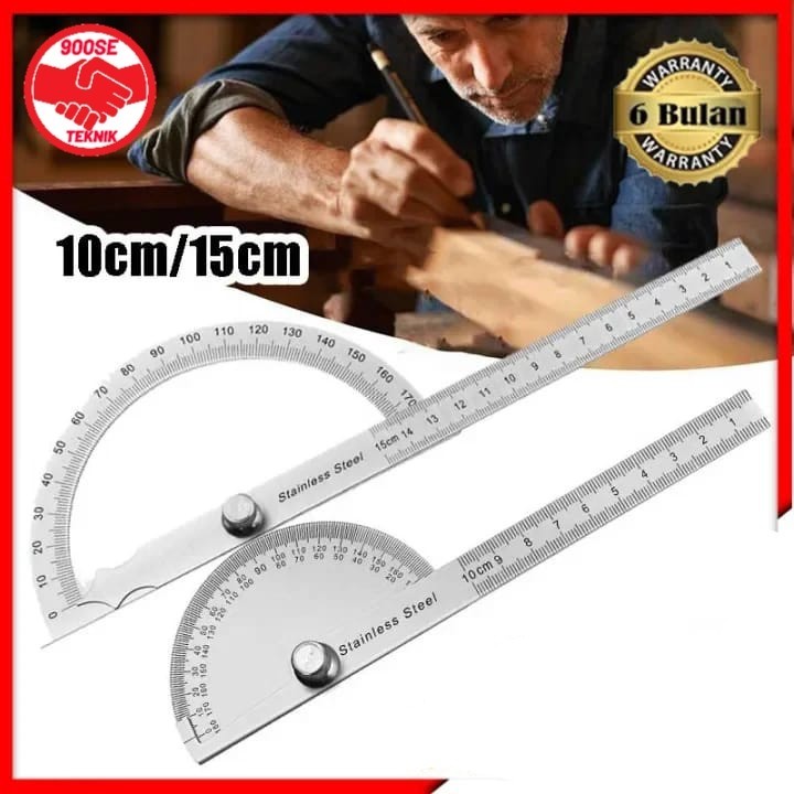 Jual Protractor 0-180° | Penggaris Busur Derajat Stainless Steel ...