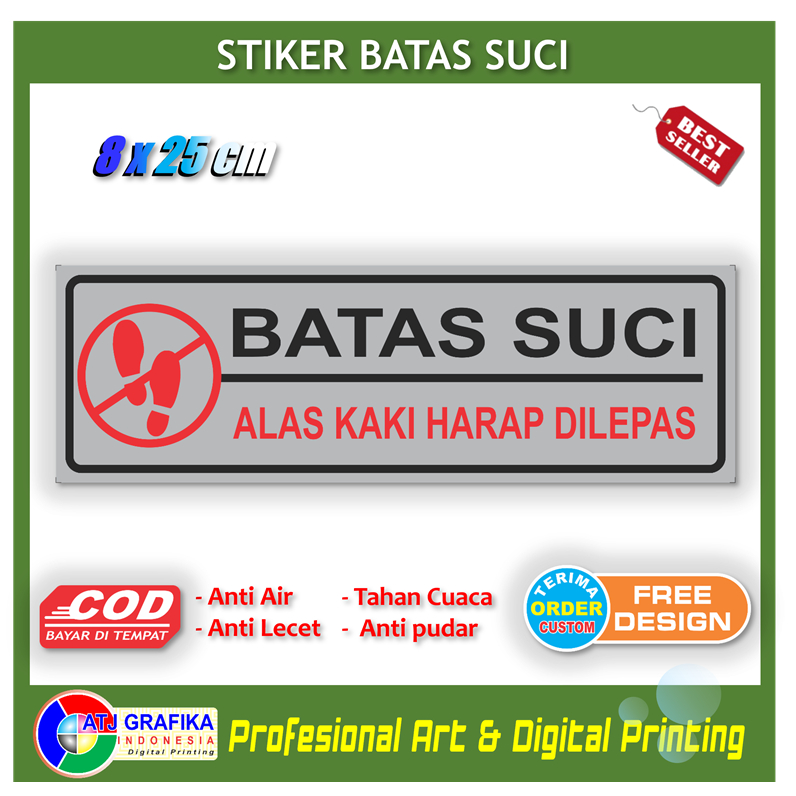 Jual Stiker batas suci alas kaki harap dilepas sticker kebersihan ...
