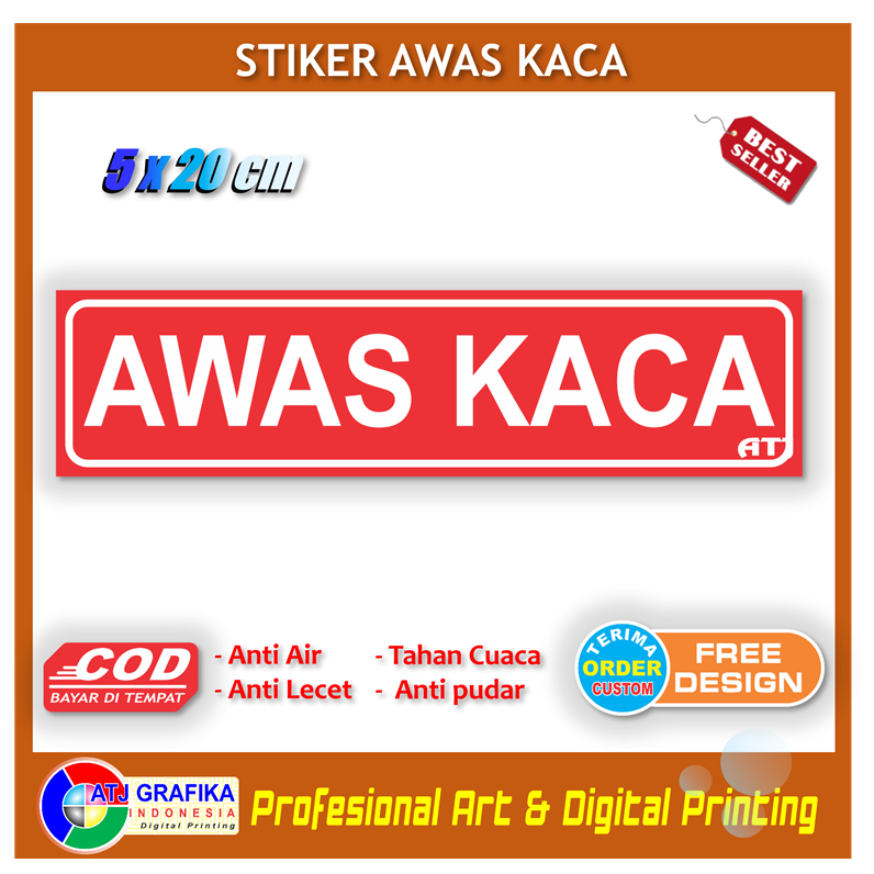 Jual Stiker awas kaca peringatan mudah pecah sticker etalase pintu ...