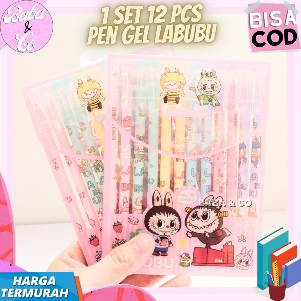 Jual PEN GEL LABUBU 1 SET 12pcs PULPEN GEL LABUBU SET LUCU UNIK ALAT ...