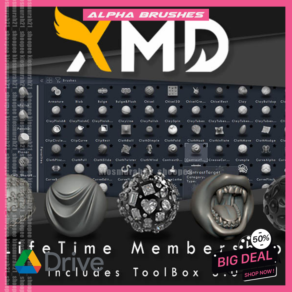 Jual Gumroad – XMD Zbrush Substance 3D Coat Brush Collection Alpha Map Brushes Alphas | Shopee ...