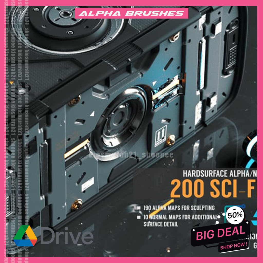 Jual Hardsurface Alpha Normal Maps Vol 1 200 Sci-Fi Maps Alpha Map ...