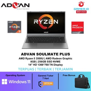 Jual LAPTOP ADVAN SOULMATE PLUS RYZEN 5 3500 8GB 256GB W11 14INCH ...
