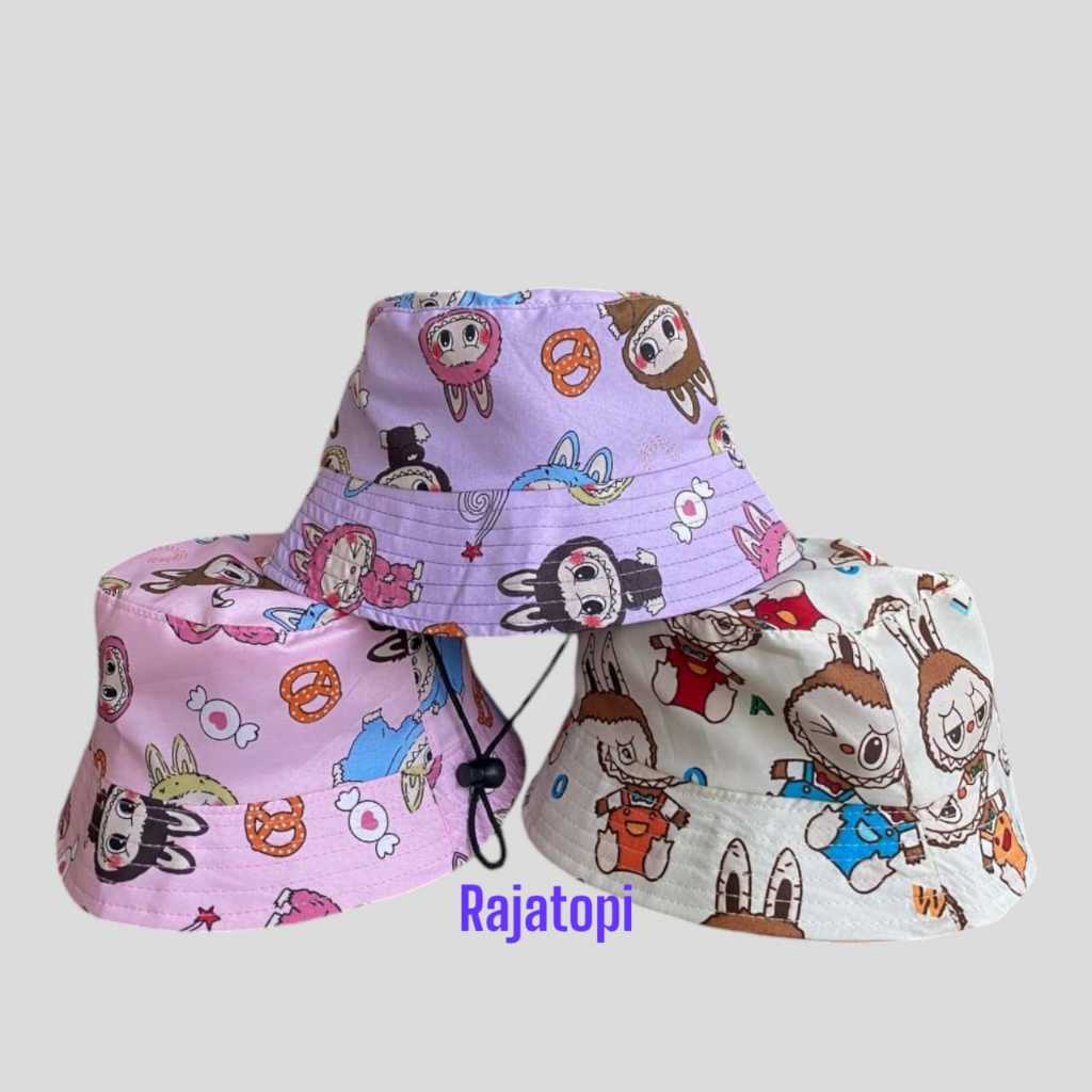 Jual Bucket Hat labubu Viral / Bucket Hat Anak Labubu Tali Leher ...