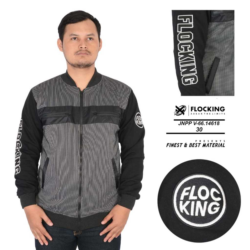 Jual Flocking Promo Jacket Bomber Garis V2 | Shopee Indonesia