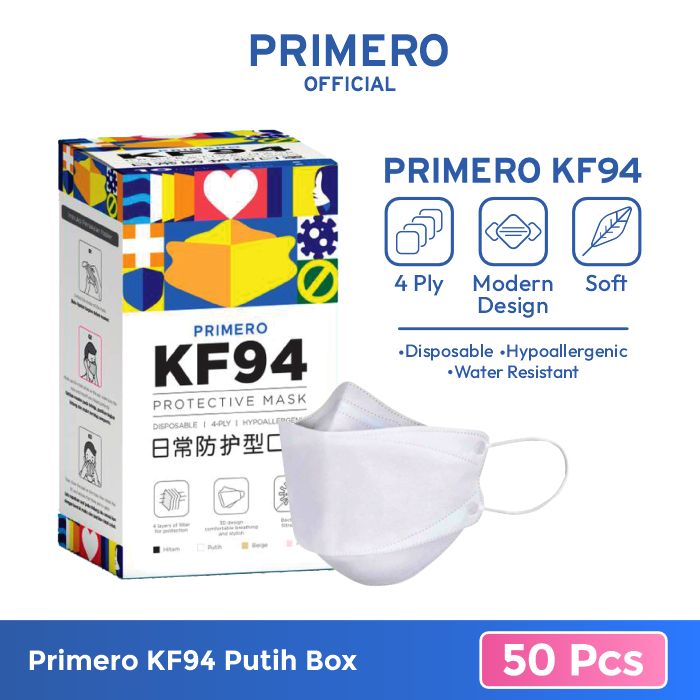 Jual Primero Masker KF94 4Ply Putih - 1 box Isi 50pcs | Shopee Indonesia