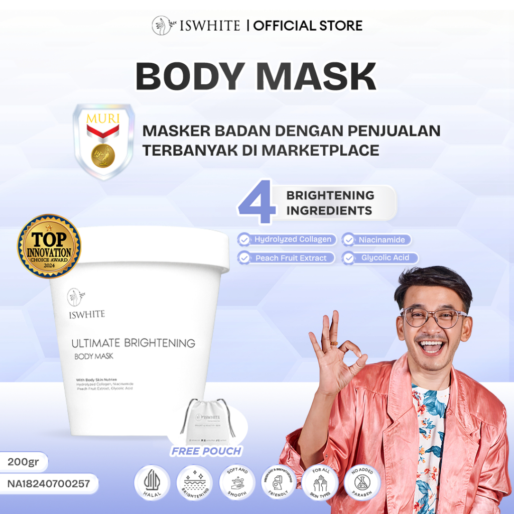 Jual ISWHITE X RUBEN ONSU Masker Badan (Body Mask Brightening Ultimate ...