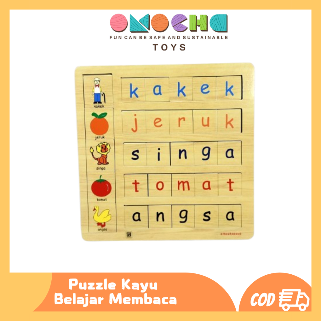 Jual Omocha Toys - Puzzle Kayu Belajar Membaca Mainan Edukasi Anak ...