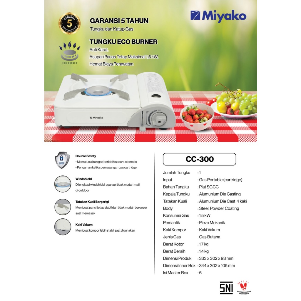 Jual Miyako Kompor Gas Portable Travel CC 100 / 200 1 Tungku Garansi ...
