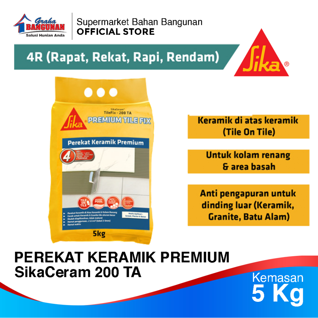 Jual PEREKAT KERAMIK PREMIUM / SEMEN KERAMIK/ SIKA CERAM FIX TILE ...