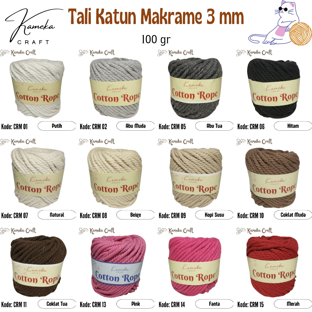 Jual Benang Tali Katun Macrame 3 mm (CRM) | Shopee Indonesia