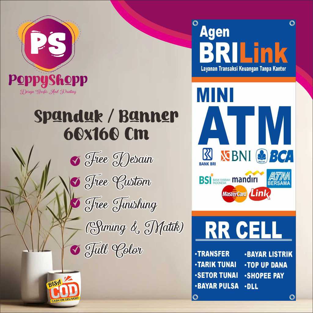 Jual Spanduk Banner 60X160 Cm Mini ATM BriLink Bisa Custom Desain Harga ...