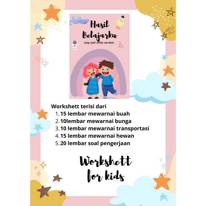 Jual (SIAP CETAK) worksheet anak usia 2-5 tahun 70 halaman siap cetak ...