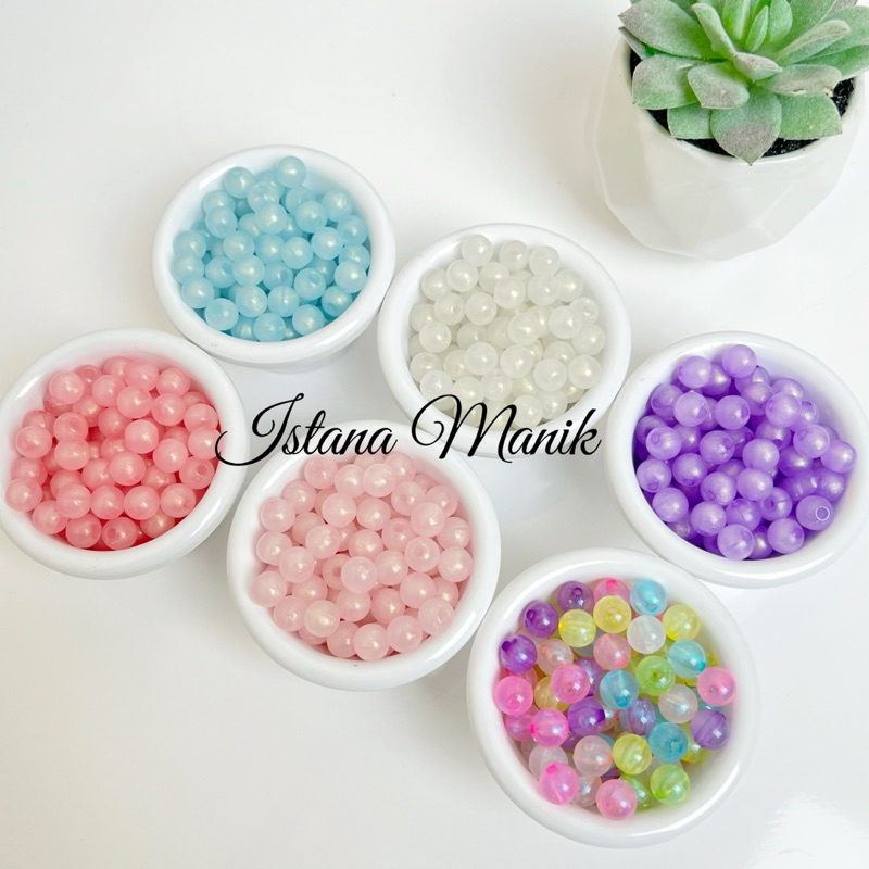 Jual Manik Mote Bulat GID 6/8/10/12/14/16mm Glow In the Dark (15gr ...