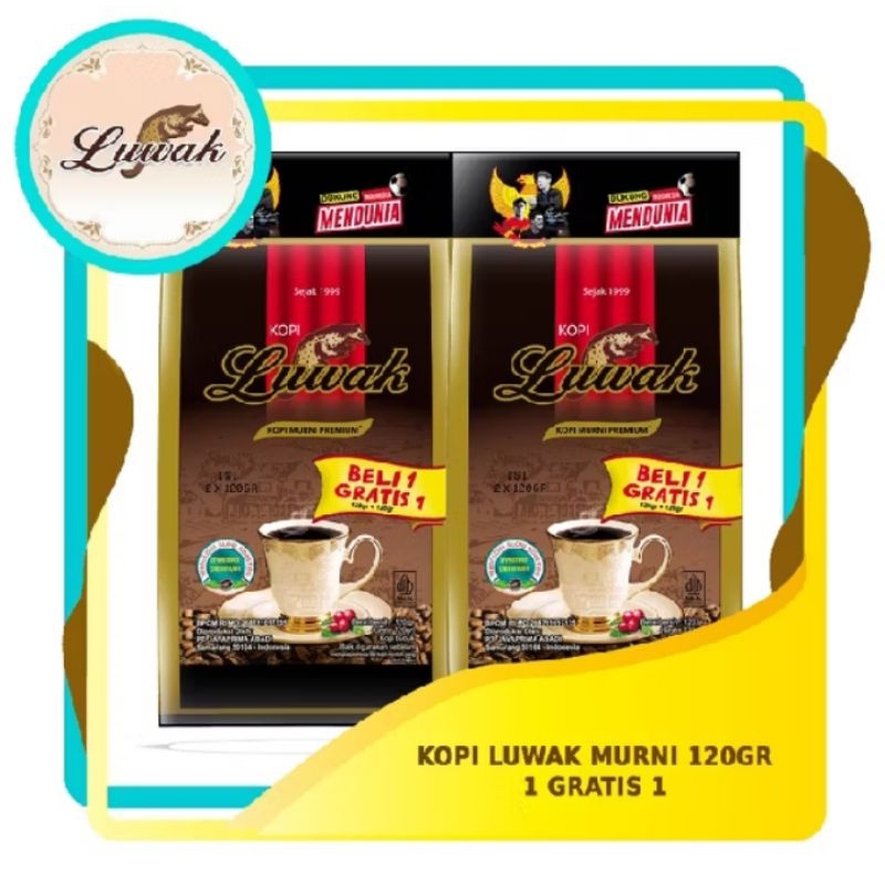 Jual kopi luwak hitam beli 1 gratis 1 120gr x 2 (isi 2pcs) | Shopee ...