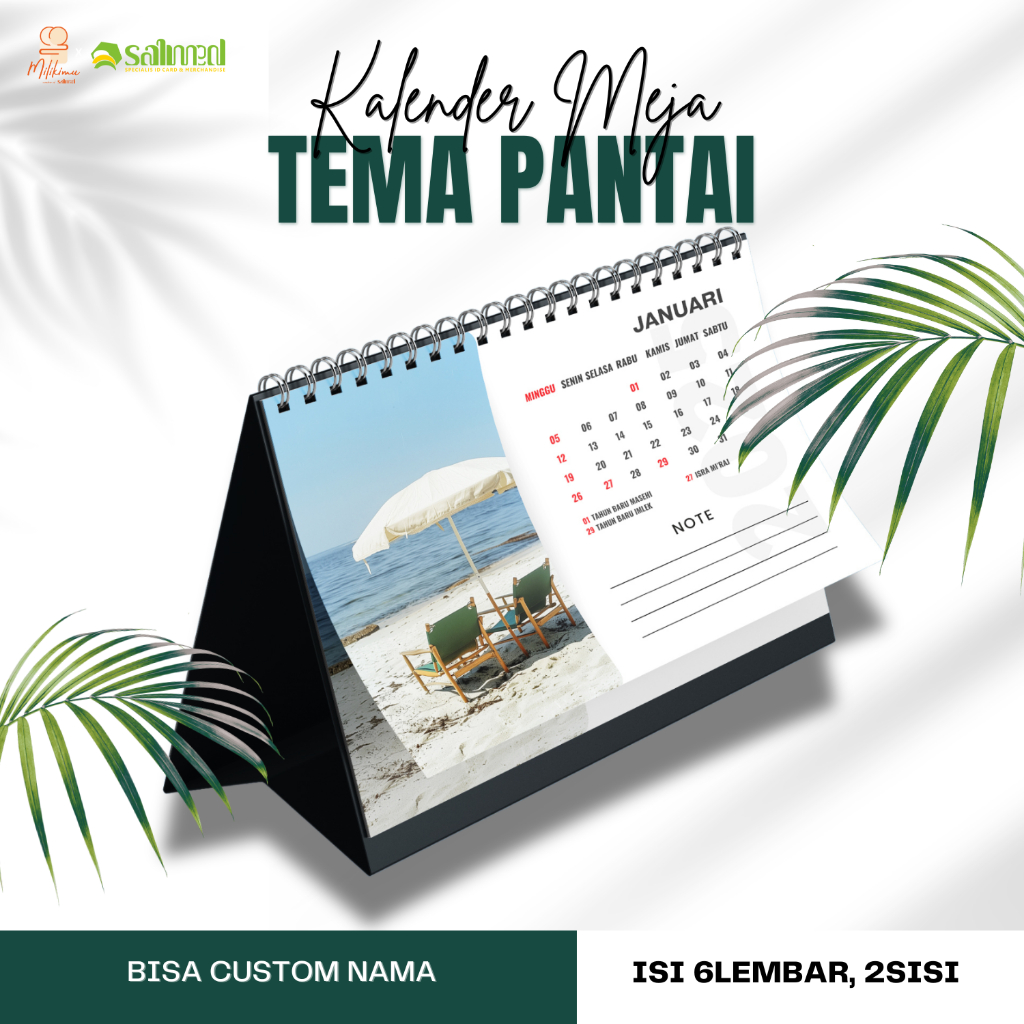 Jual Kalender Meja 2025 A5 Dudukan Linen Tebal Tema Pantai / Beach ...