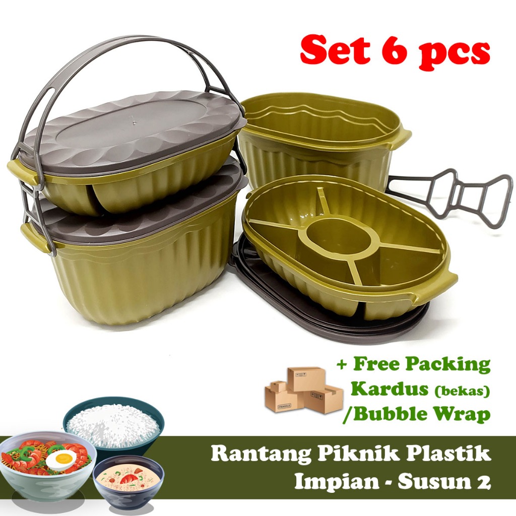 Jual Set 6 Pcs Rantang Plastik / Rantang Piknik Impian Susun 2 | Shopee ...