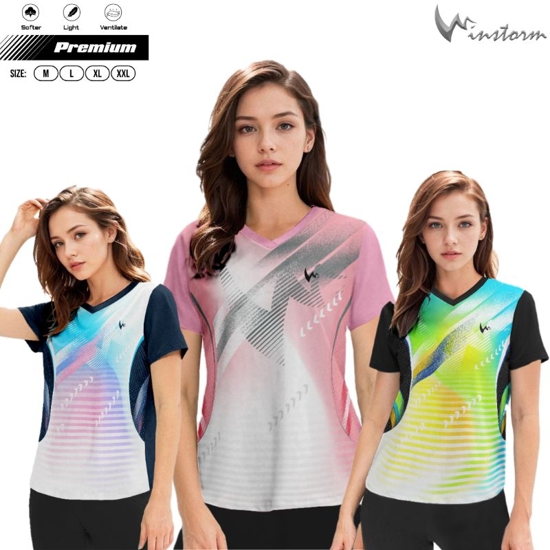 Jual Winstorm Cewe Baju Olahraga Cewe Premium Dewasa Jersey Badminton ...