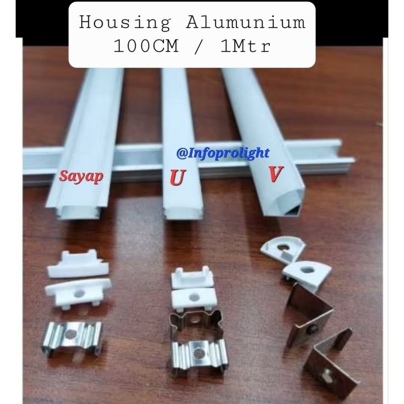 Jual LED Profile Cover Casing Housing LED Strip Rigid Aluminium 1 Meter ...