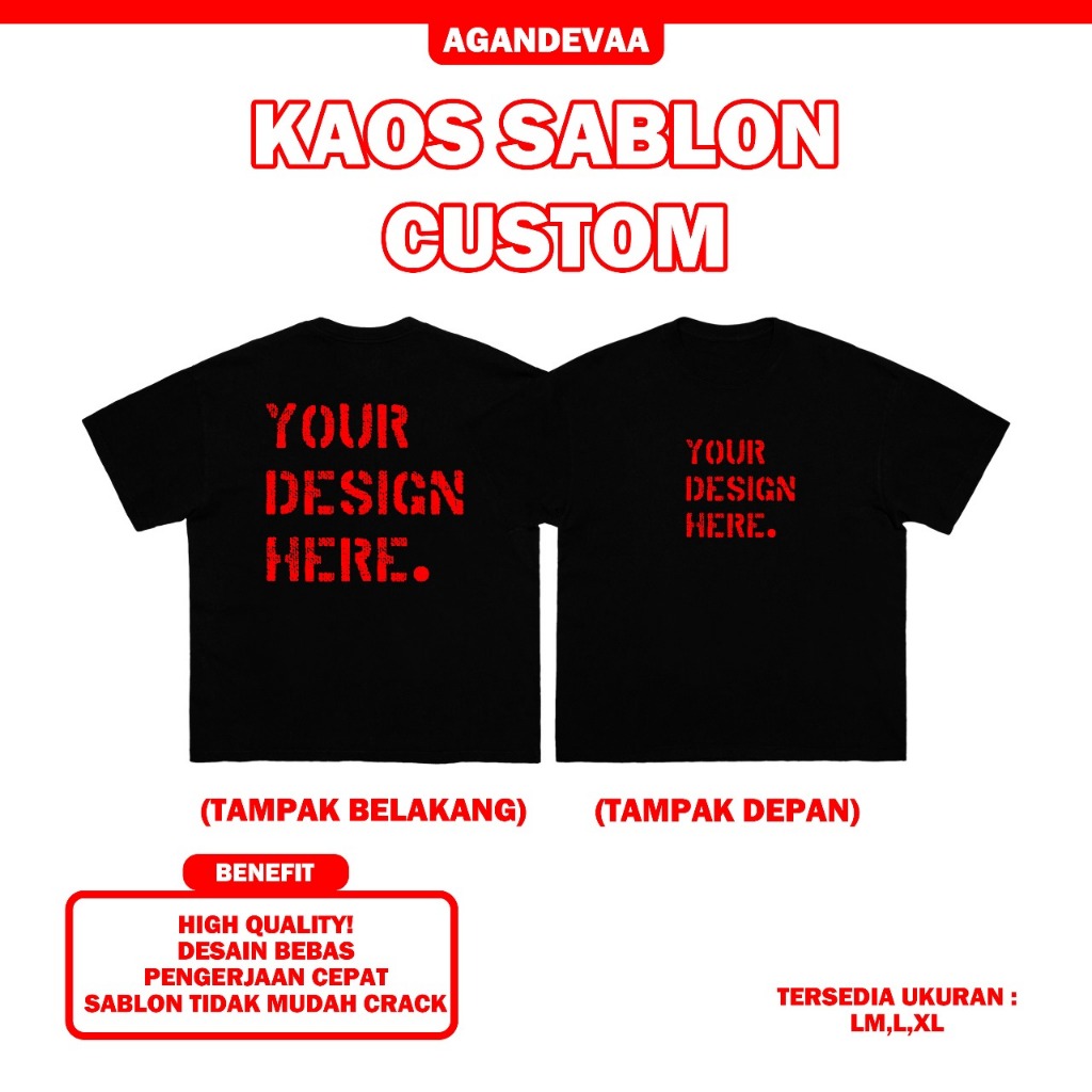 Jual KAOS SABLON CUSTOM PREMIUM| SATUAN/LUSINAN COUPLE PASANGAN ...