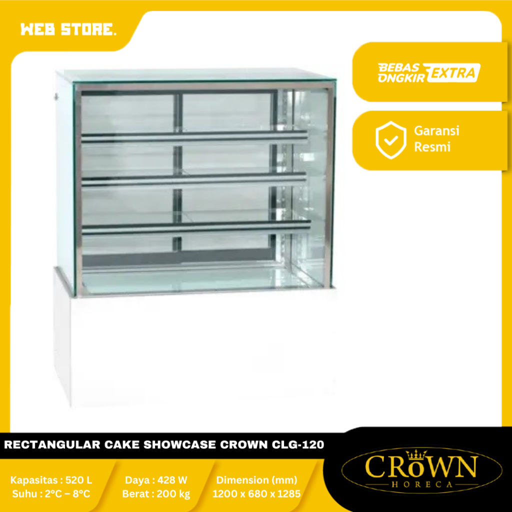 Jual Mesin Display Makanan/Kue CLG-120 Rectangular Cake Showcase Crown ...