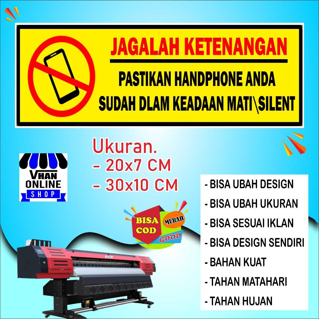 Jual Cetak Sticker Tulisan Jagalah Ketenangan Bahan Bagus Kuning ...