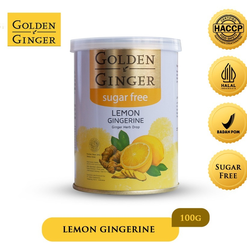 Jual PERMEN GOLDEN GINGER SUGAR FREE LEMON GINGERINE 100 GR / GOLDEN ...