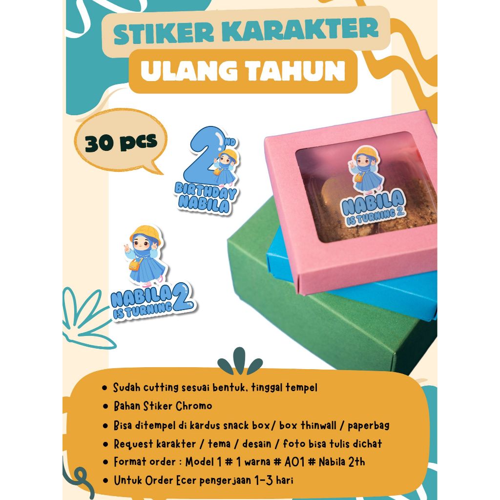 Jual (30 pcs) Stiker Ultah Sticker Ulang Tahun Birthday Label CUSTOM ...