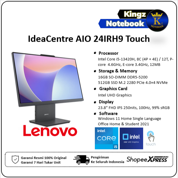 Jual PC AIO Lenovo IdeaCentre All In One 24IRH9 Touch Core i5 13420H 16GB 512GB Win11+OHS 23,8 ...
