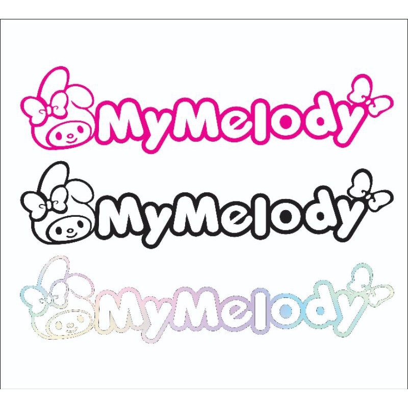 Jual 2 pcs MY MELODY Teks Logo Cutting Sticker Reflective 4 x 17 cm ...