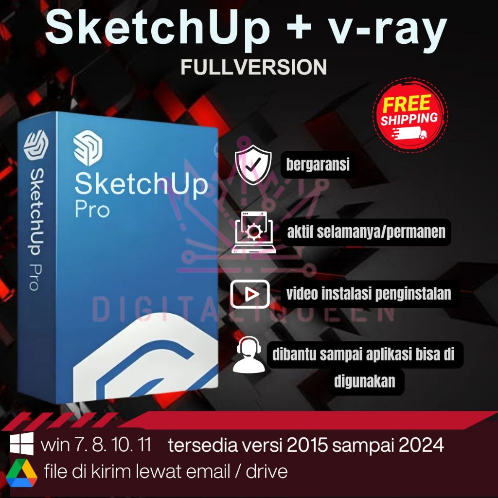 Jual Sketchup Pro + Vray Full Version Win 2024 2023 2022 2021 2019 2018 ...