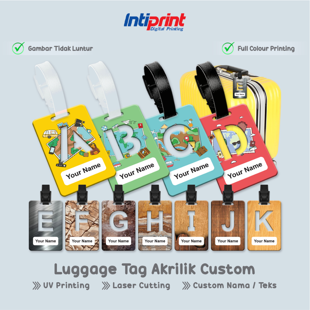 Jual Luggage Tag Akrilik Custom Nama dan Inisial - Gantungan Label Tas ...