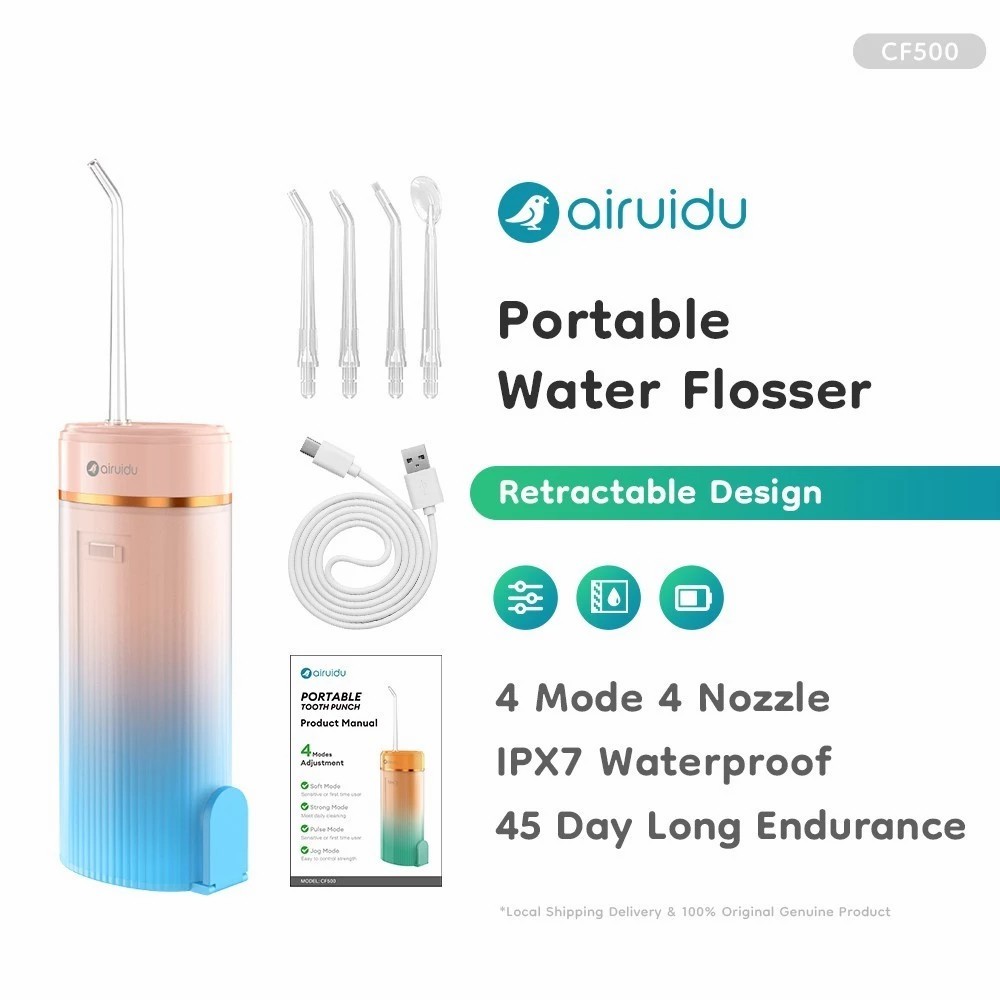 Jual Airuidu CF500 water flosser 160ML Pembersih Karang Gigi (4 mode ...
