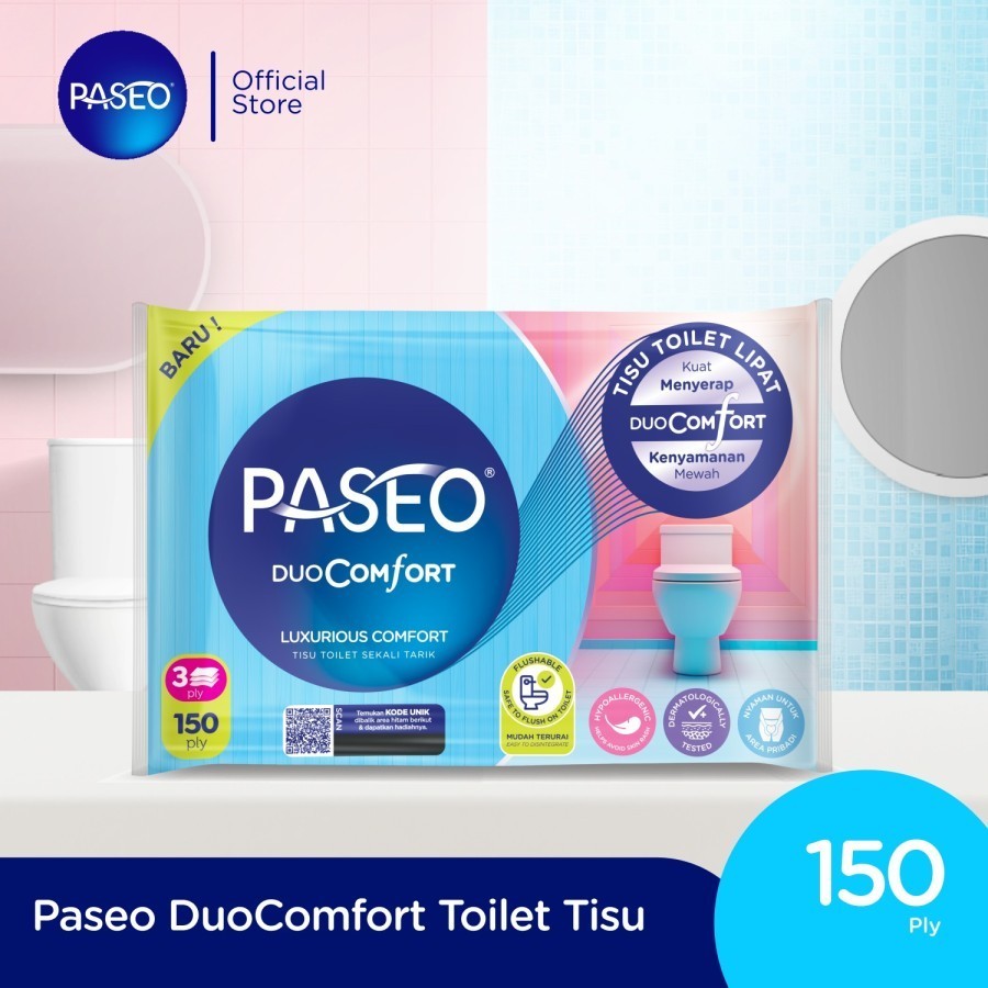 Jual Paseo Duo Comfort Tissue Toilet Interfold Compact Pack 150 Ply ...