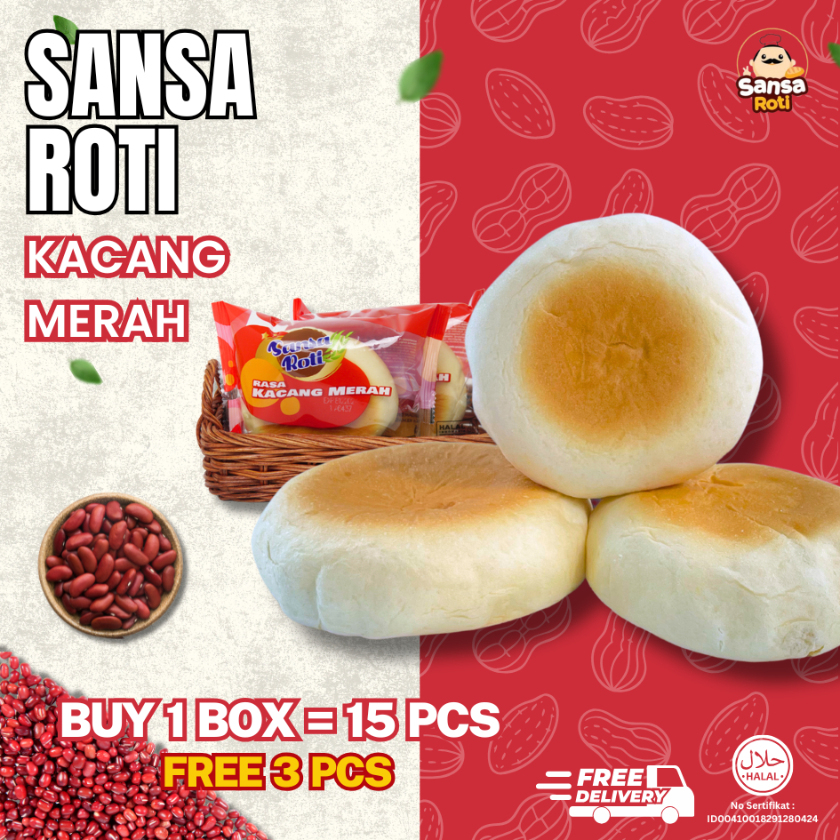 Jual Sansa Roti Rasa Kacang Merah isi 15 Pcs + (FREE 3 PCS) | Cemilan ...