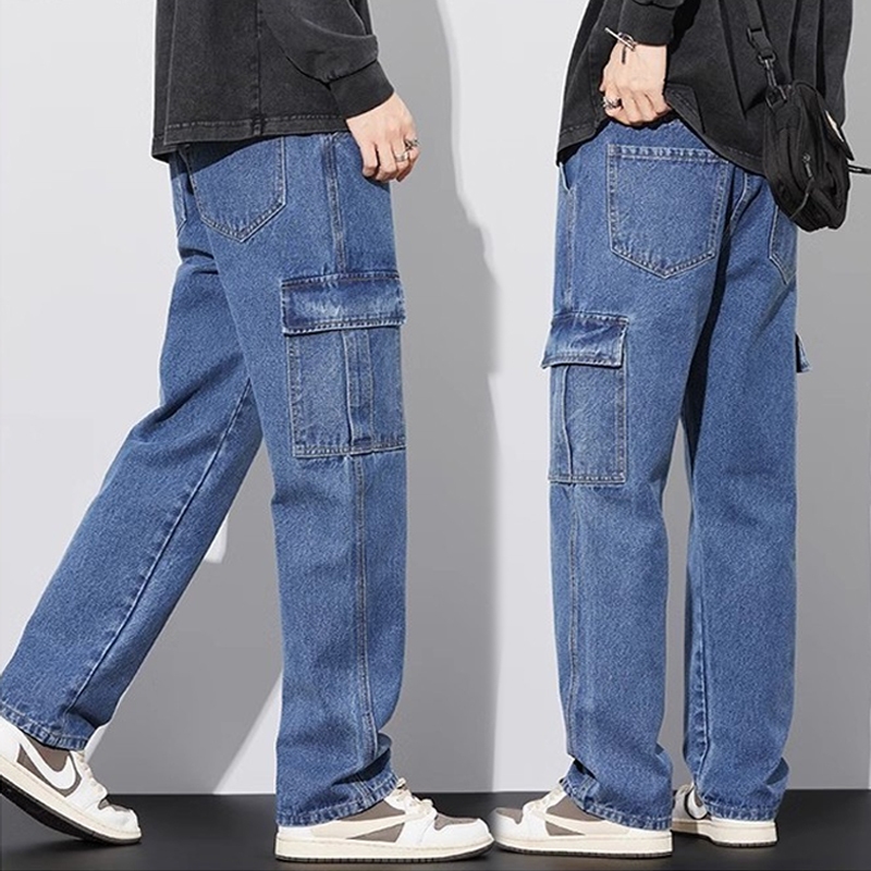 Jual Celana cargo panjang pria celana denim dewasa laki laki kargo casual cowok baggy pants ...