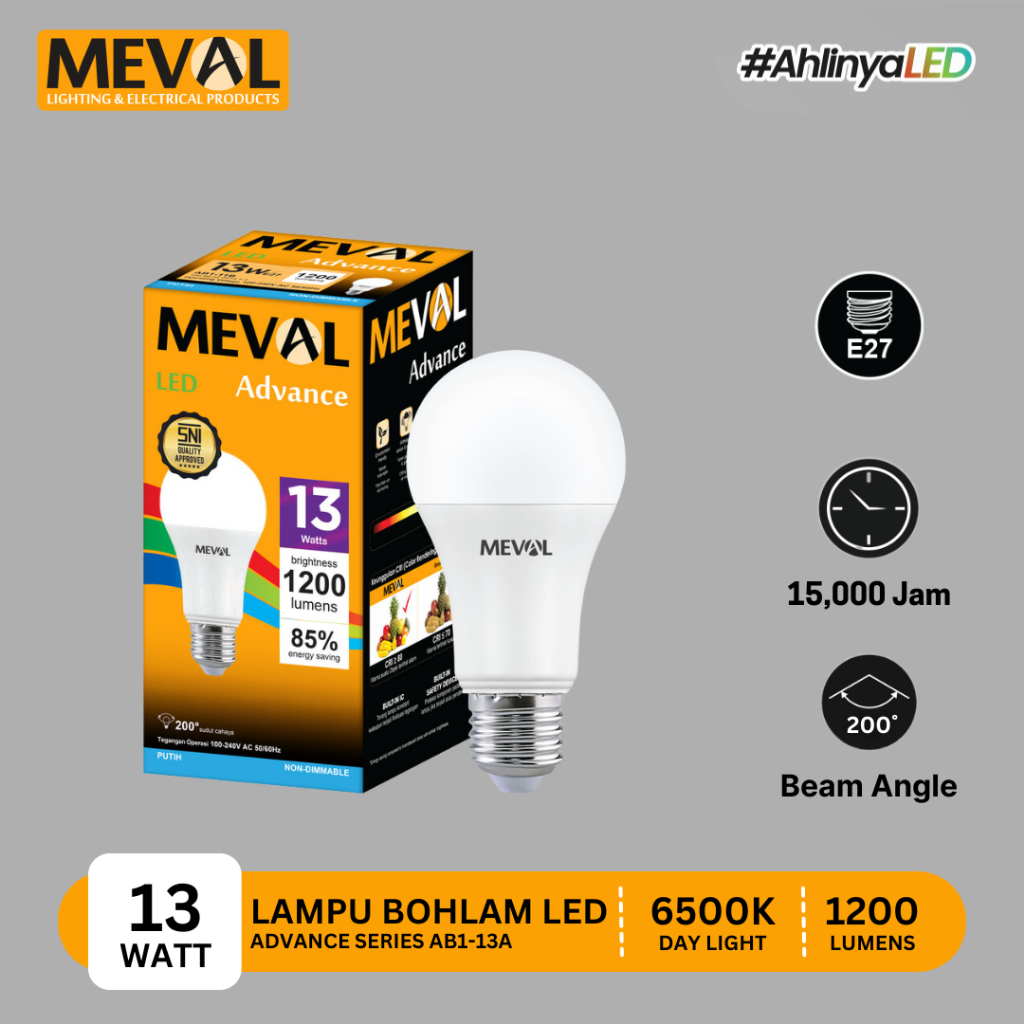 Jual MEVAL Lampu Bohlam LED Bulb Advance 13 Watt AB1-13A | Shopee Indonesia