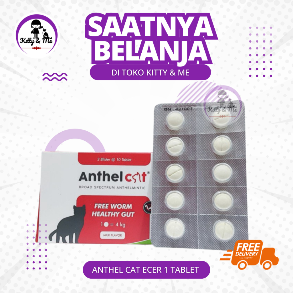 Jual ANTHEL CAT 1 Tablet Obat Cacing Spektrum Luas Untuk KUCING by ...