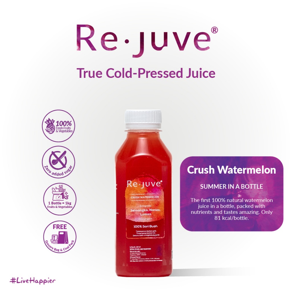 Jual Re.juve Jkt - Crush Watermelon 435 ml (Cold-Pressed juice/ jus ...