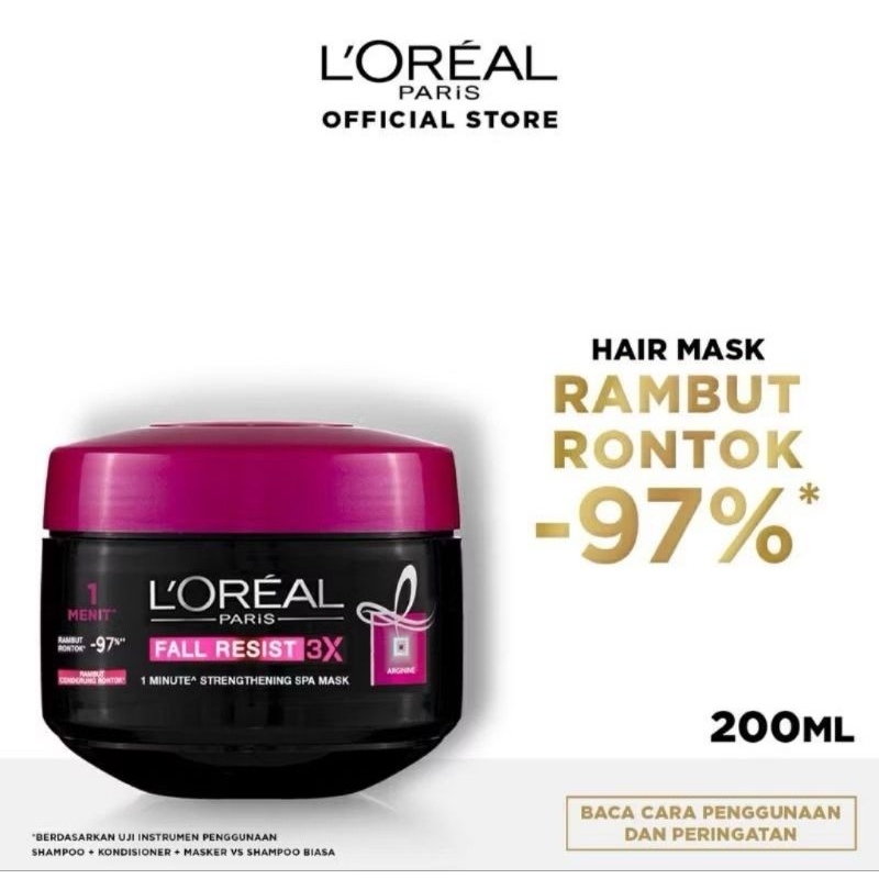 Jual L'Oreal Paris Fall Resist 3x Hair Mask Hair Care - 200ml ...