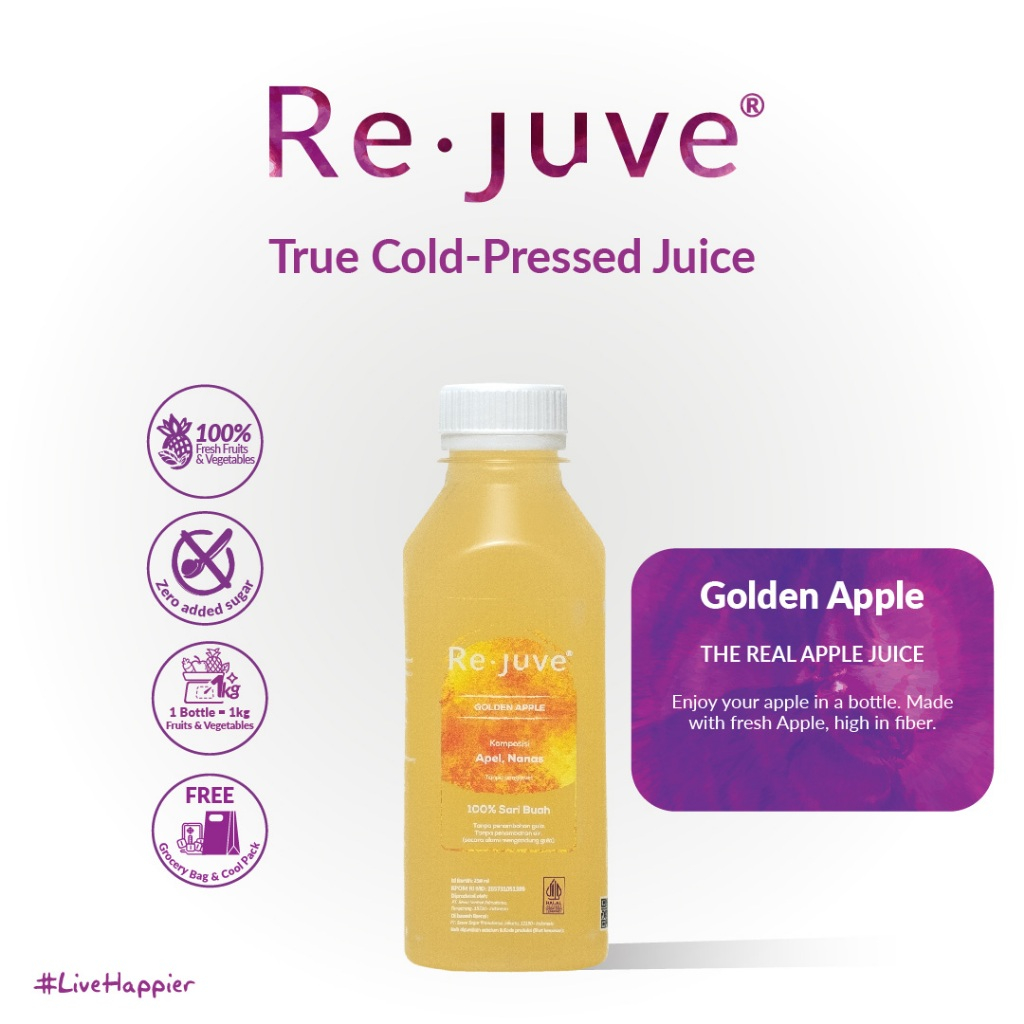 Jual Re.juve Jkt - Golden Apple 250 ml (Cold-Pressed juice/ jus ...