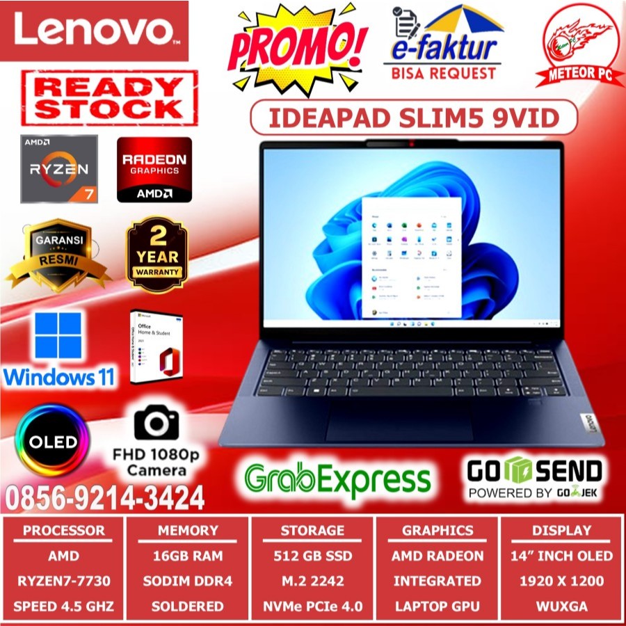 Jual Lenovo IP5 Slim 5 9UID 9VID 9WID RYZEN 7 7730U/16GB/512GB SSD/14" WUXGA OLED/W11 | Shopee ...