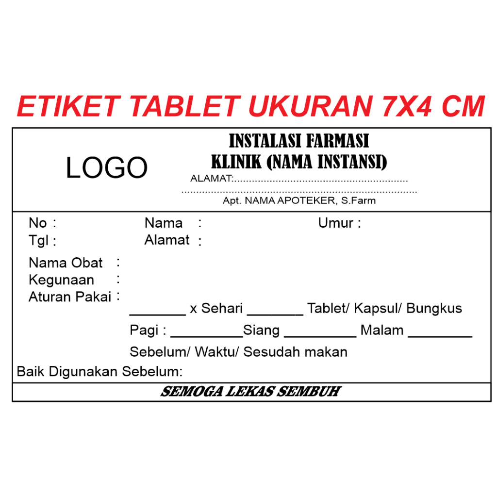 Jual Etiket Tablet, Sirup dan Obat Luar Ukuran 7x4 CM | Shopee Indonesia