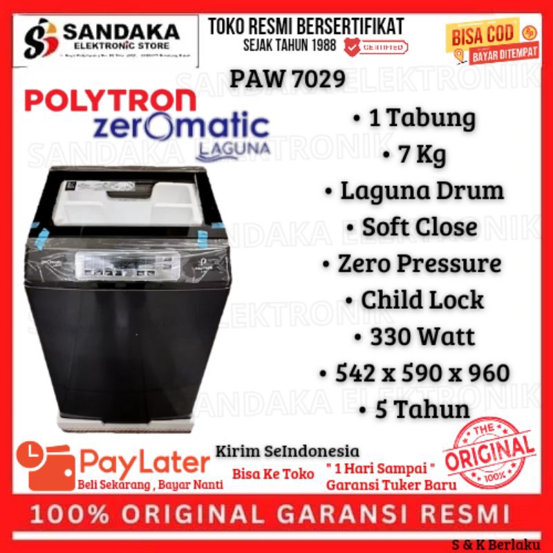 Jual mesin cuci Polytron 1 tabung 7kg paw 7029 zero pressure garansi ...