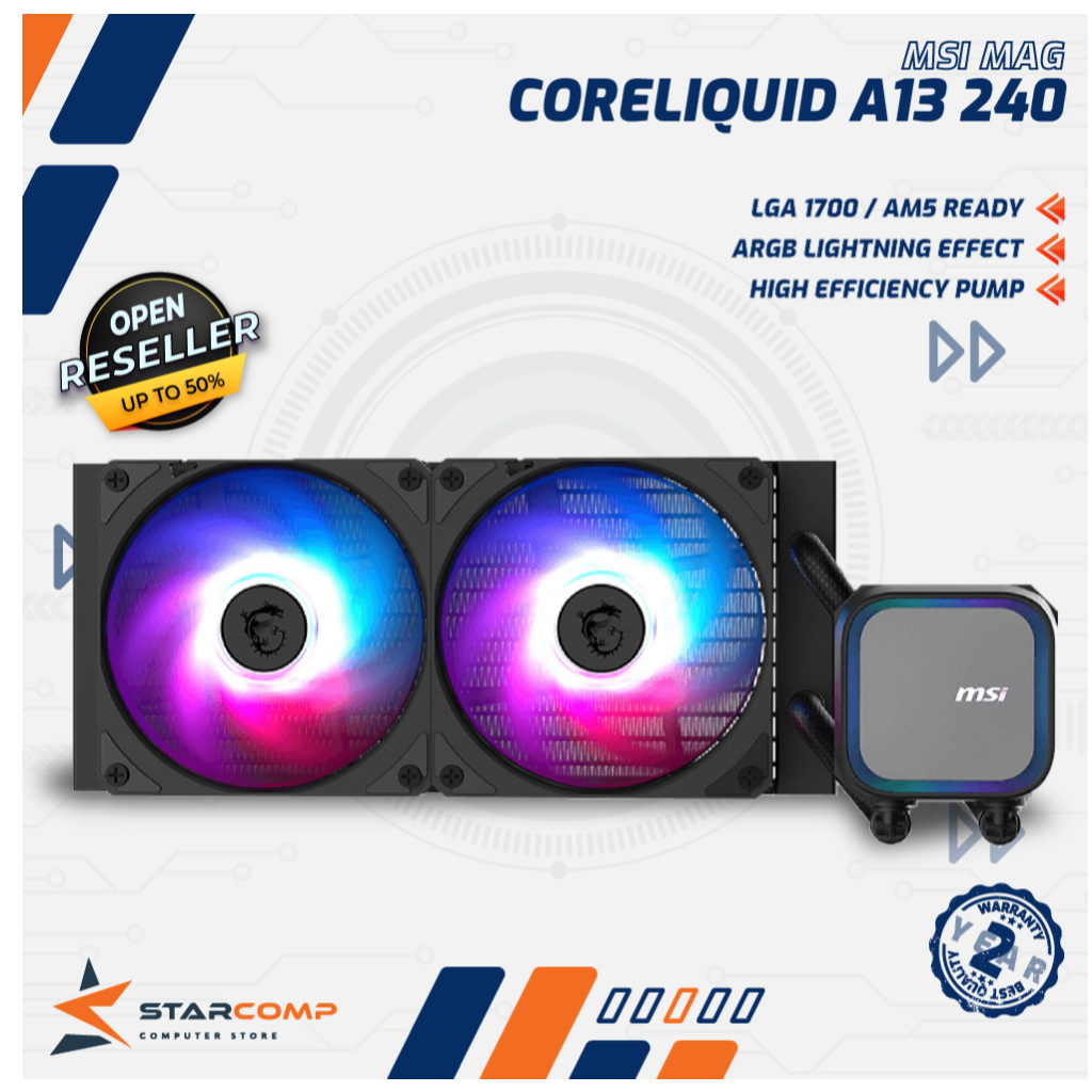 Jual MSI MAG CORELIQUID A13 240 AIO 240mm Liquid CPU Cooler | Shopee ...