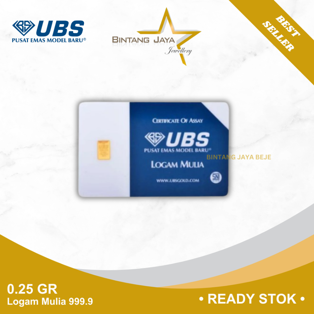 Jual Logam Mulia Emas (LM) UBS Gold 0.25 gr gram Sertifikat Mas UBS ...