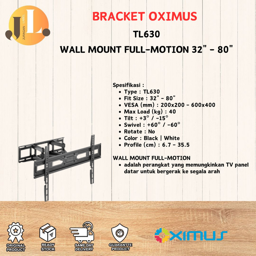 Jual Bracket Oximus TL630 32"-80" TV LED LCD Monitor Wall Mount Tilt ...