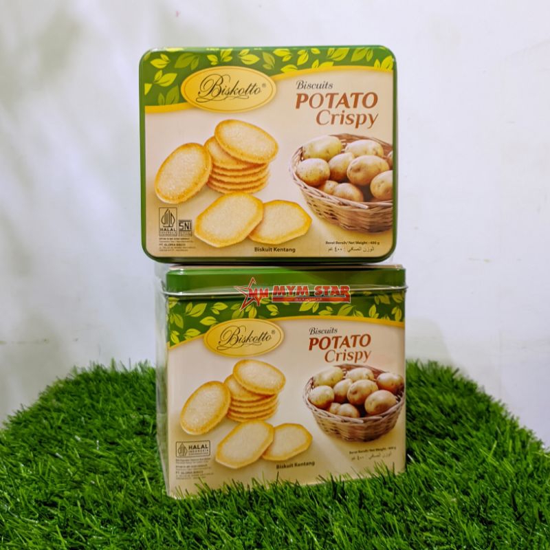 Jual Biskotto Biscuits Potato Crispy Kaleng Kotak 400g | Shopee Indonesia