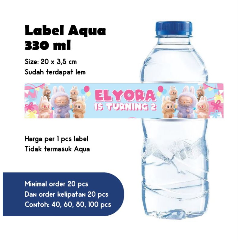 Jual LABEL AQUA 330 ML LABUBU CUSTOM NAMA HAPPY BIRTHDAY HIASAN ...